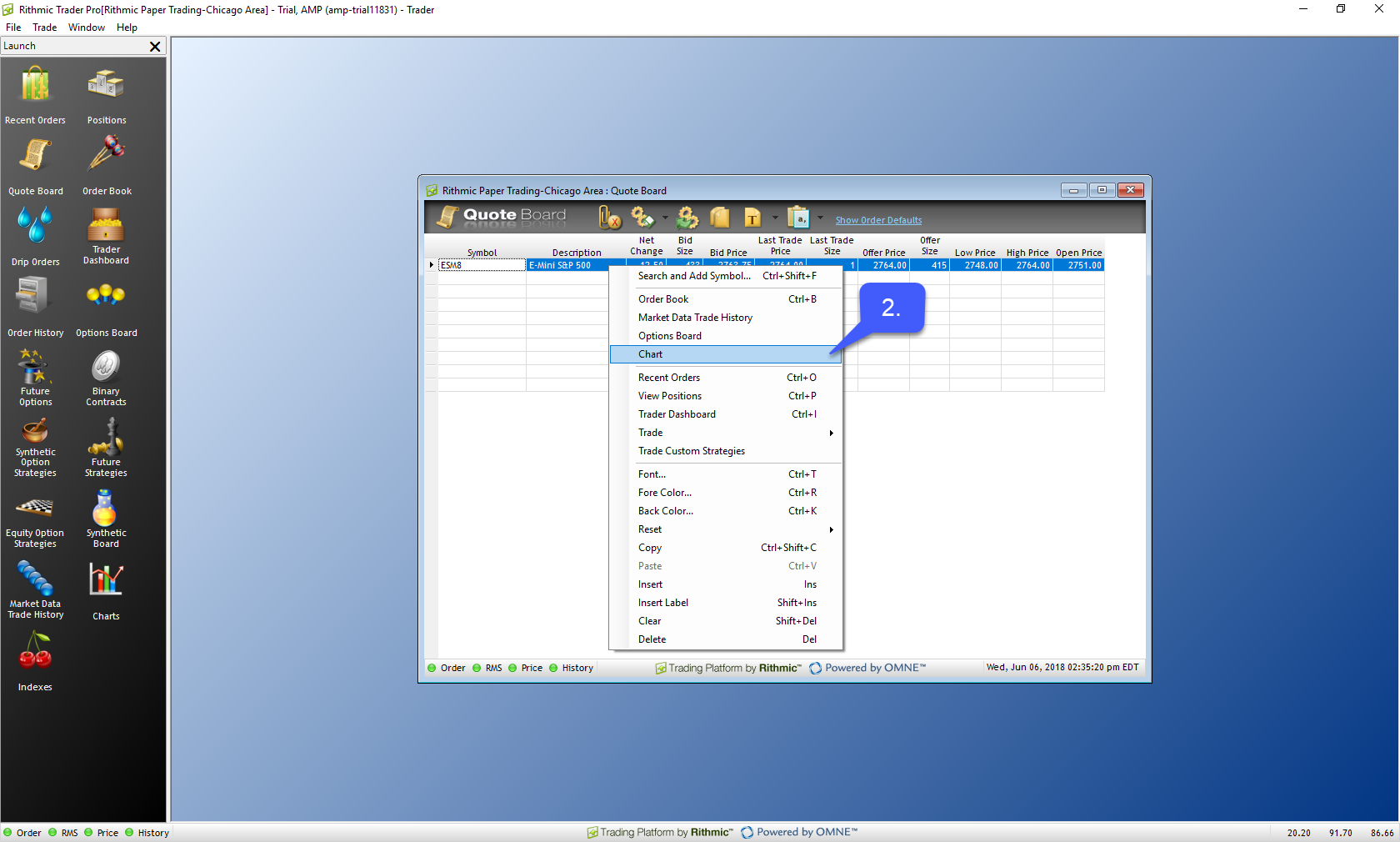 How do I open a Chart in the R Trader Pro Platform?